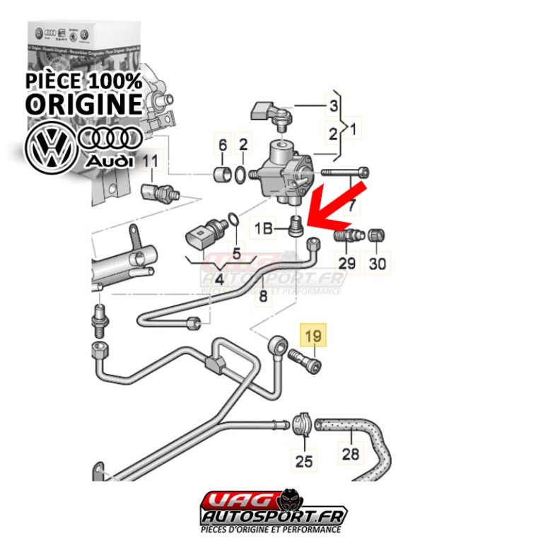 Raccord de pompe haute pression -06F127213B- 2.0 TFSI EA113 - Pièce ...