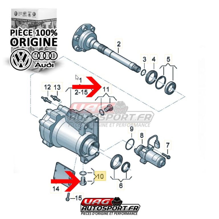 Kit bouchons pour système VAQ (Différentiel Avant) - VAG MQB 2 roues motrices - WHT 007 168 ...